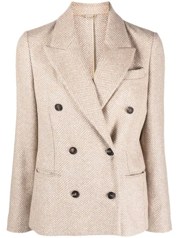 Brunello Cucinelli Chevron Double-breasted Blazer