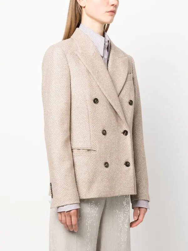 Brunello Cucinelli Chevron Double-breasted Blazer