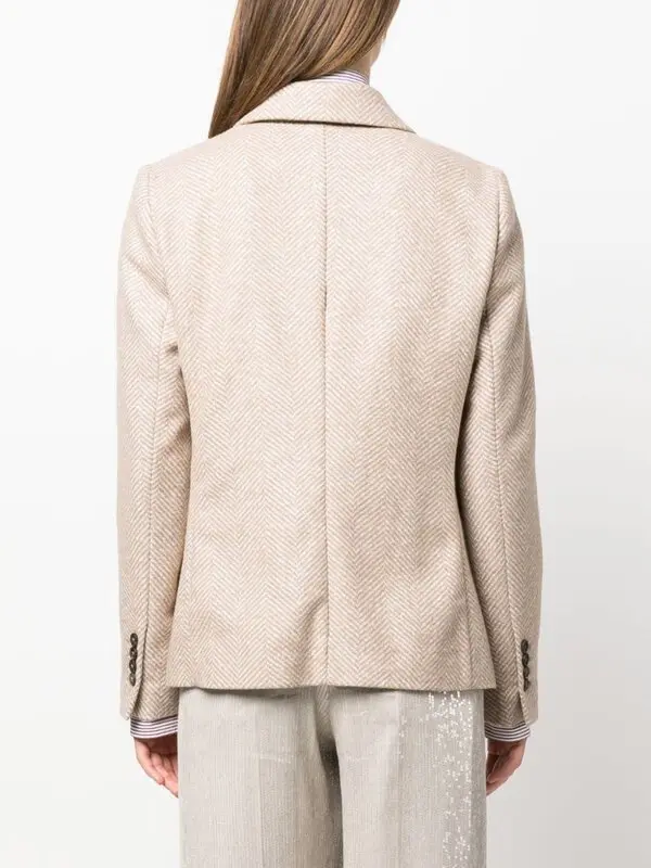 Brunello Cucinelli Chevron Double-breasted Blazer