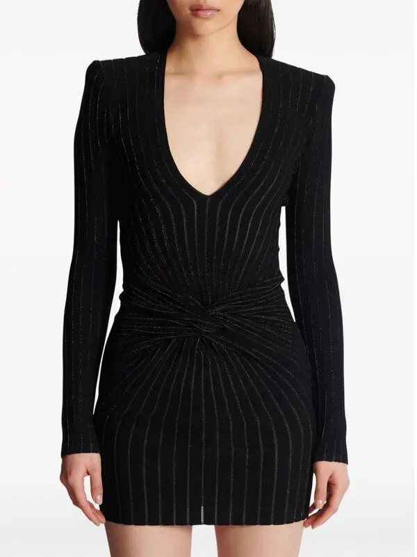 Balmain Ribbed Knit Dress - Black | Editorialist