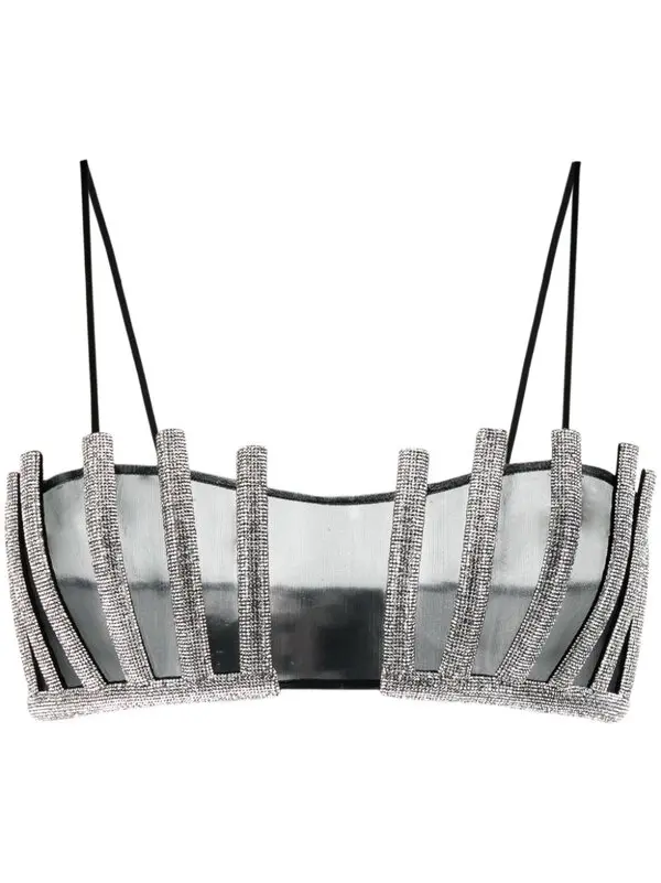 NUE Lotus Rhinestone-embellished Top - Black