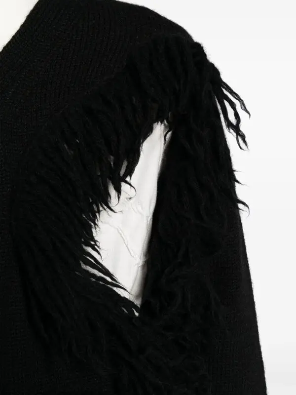 Comme Des Garçons Fringed Cut-out Wool Cardigan