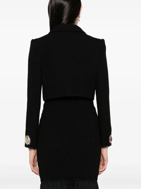 Moschino Crystal-embellished Wool-blend Cropped Jacket