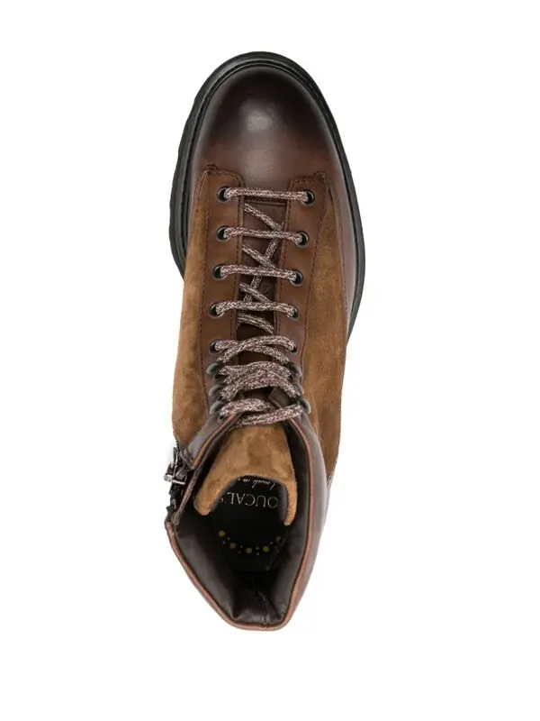DOUCAL'S Panelled Lace-up Ankle Boots