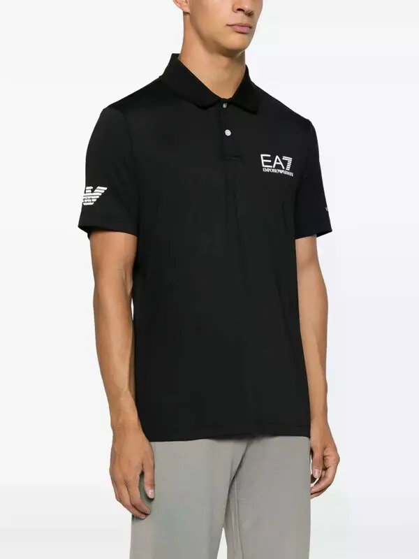 EA7 Logo-print Polo Shirt - Black