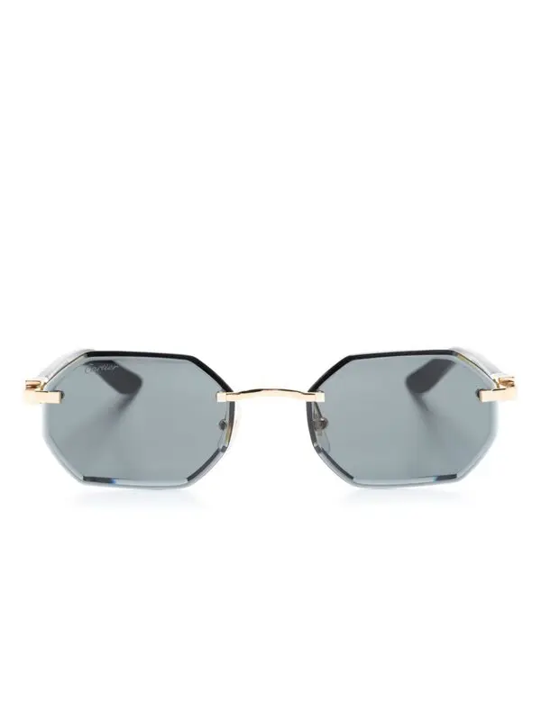 CARTIER Geometric Rimless Sunglasses - Grey