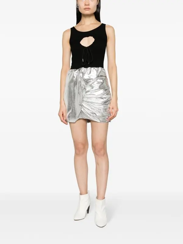 IRO PARIS Seiko Draped Lamé Miniskirt