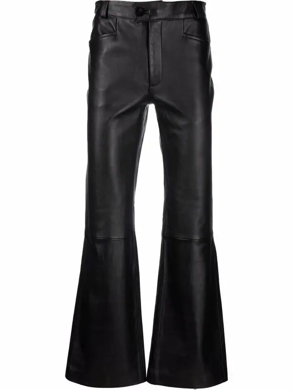 ERNEST W. BAKER Leather Flare-leg Trousers