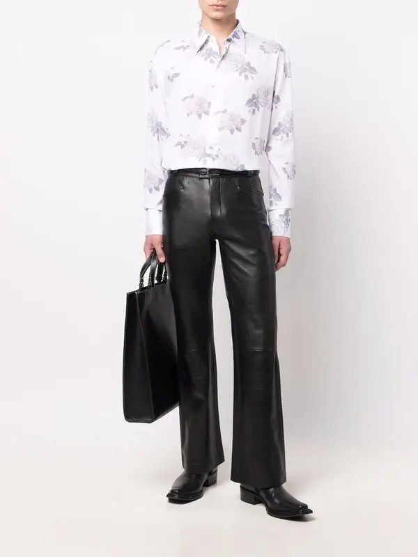 ERNEST W. BAKER Leather Flare-leg Trousers