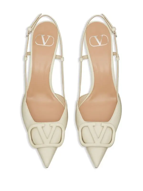 Valentino Garavani Vlogo Signature Slingback Pumps - White