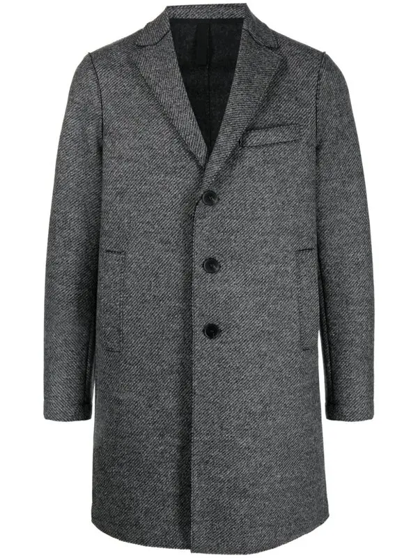 Harris Wharf London Herringbone Single-breasted Coat - Grey
