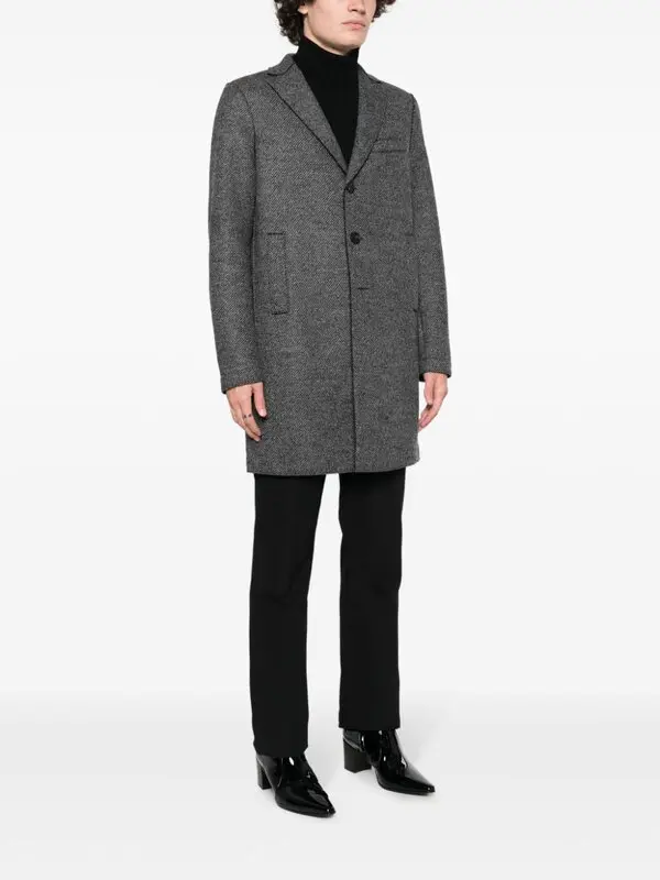 Harris Wharf London Herringbone Single-breasted Coat - Grey