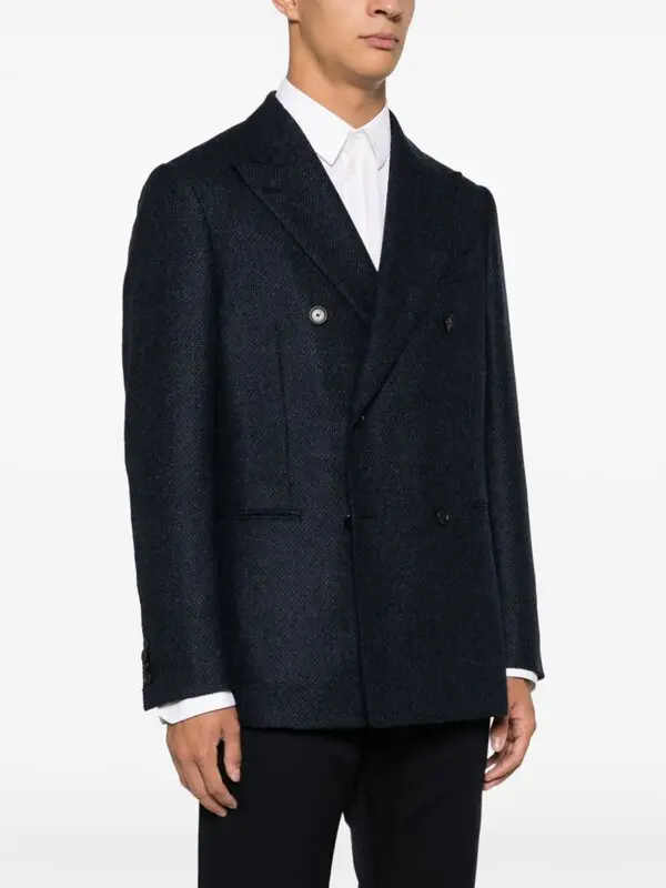 Caruso Textured Wool-blend Double-breasted Blazer