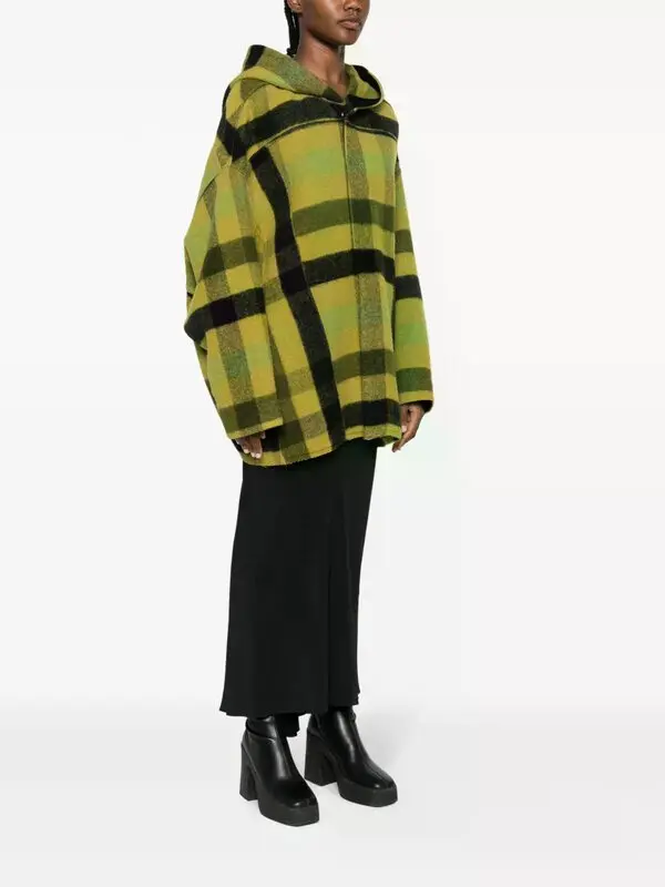 Rick Owens Checked Hooded Wool Jacket