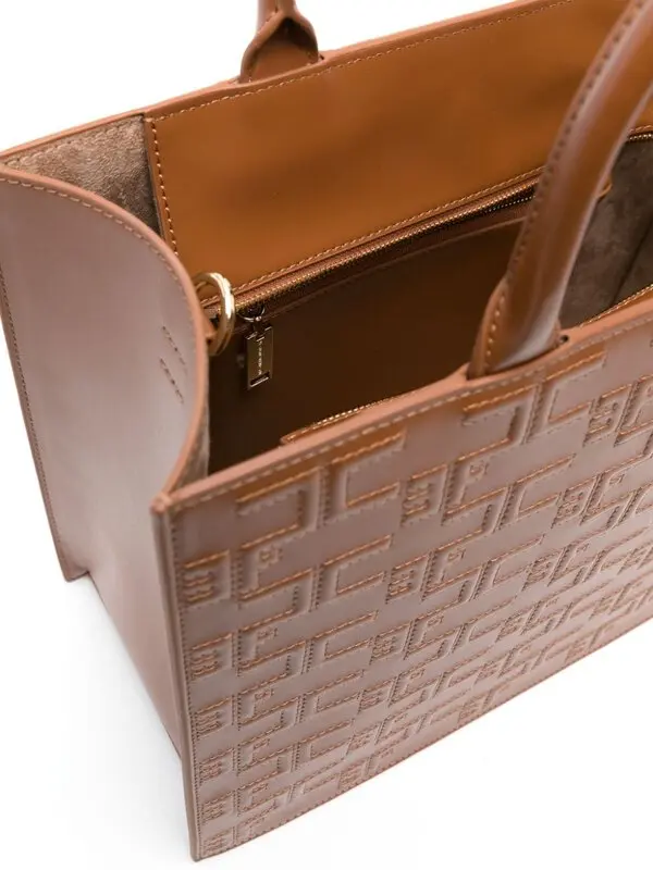Elisabetta Franchi Bold Monogram Shopper Bag - Brown