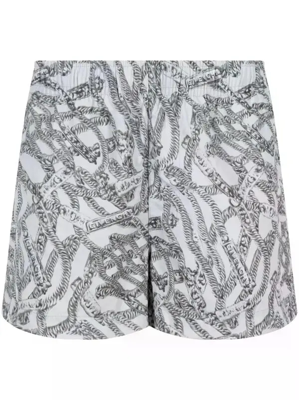 Givenchy Chain-link Print Swimming Trunks - Grey