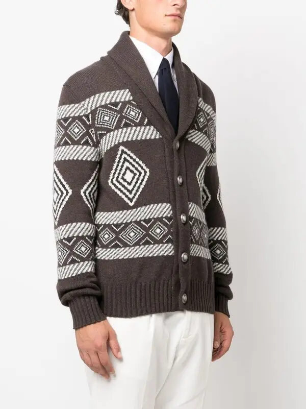 Brunello Cucinelli Pattern-intarsia Cashmere Cardigan