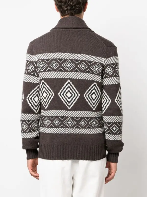 Brunello Cucinelli Pattern-intarsia Cashmere Cardigan