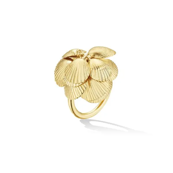 CADAR Yellow Gold Shell Charm Ring