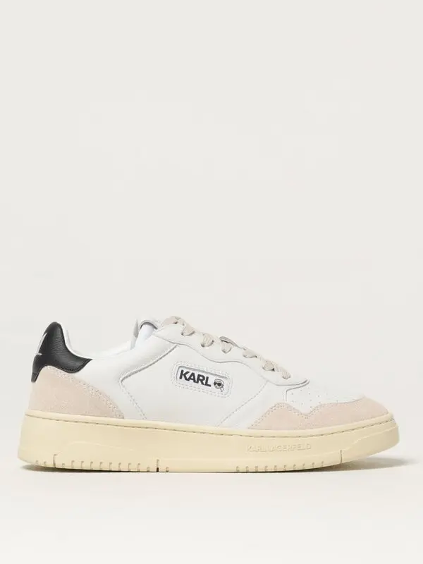 Karl Lagerfeld Leather And Suede Low Top Sneakers - White 1