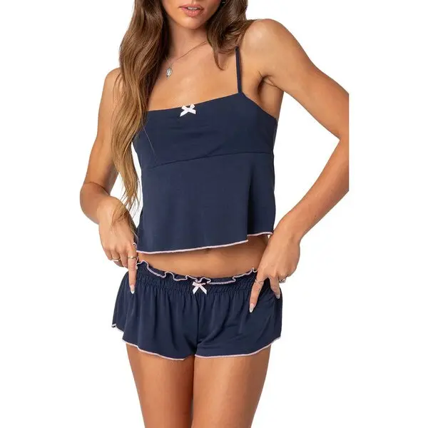 EDIKTED Alice Peplum Camisole - Navy