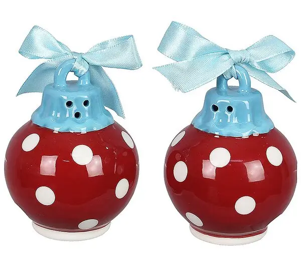 YOUNG'S INC. Young's Ceramic Christmas Ornament Ball Salt & Pper Shakers - One-color