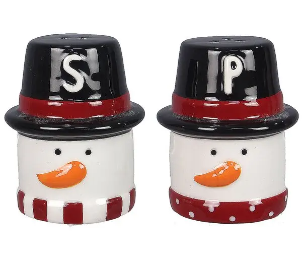 YOUNG'S INC. Young's Christmas Marshmallow Snowman Salt & Pe Pper Shaker Set - One-color