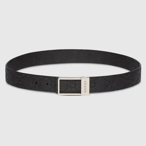 Gucci Reversible Belt With Rectangular Buckle - Black