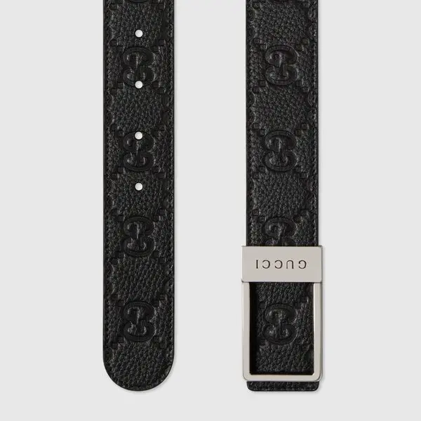 Gucci Reversible Belt With Rectangular Buckle - Black