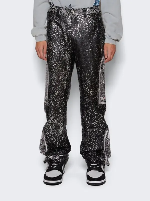 WHO DECIDES WAR BY EV BRAVADO Foil Leather Pant - Coal