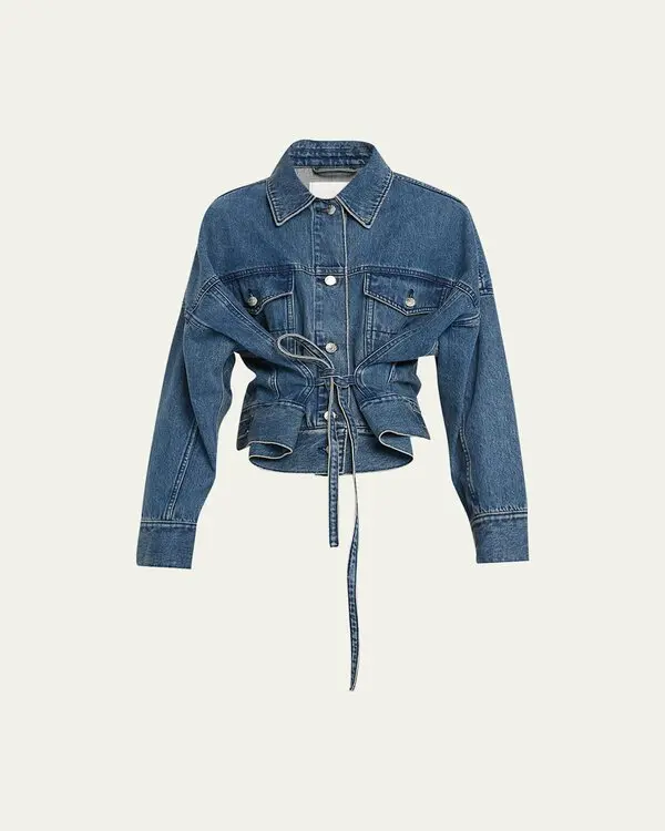 3.1 Phillip Lim Boxy Denim Jacket With Self-Tie - Blue | Editorialist
