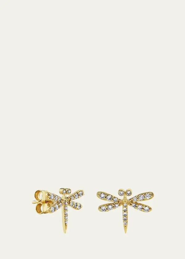 SYDNEY EVAN 14k Diamond Dragonfly Stud Earring