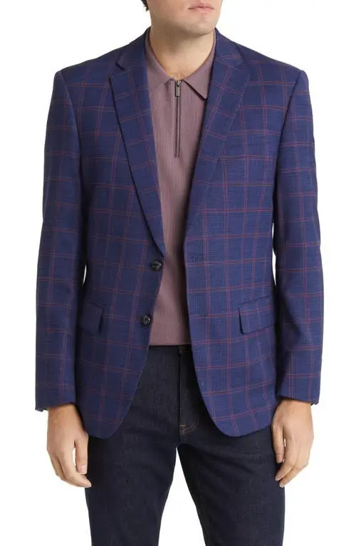 DANIEL HECHTER Windowpane Check Wool Blazer - Blue
