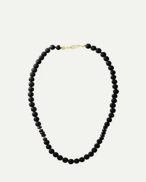 JORGE ADELER Lava Rock Beaded Necklace - Black