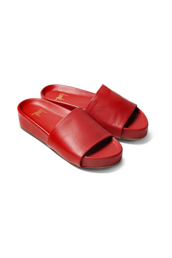 Beek Gallito Leather Slides - Red
