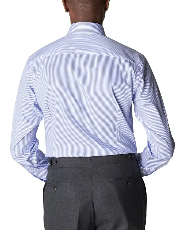 eton slim fit dress shirts Eton Slim Fit Mid Blue Fine Stripe Signature Twill Shirt – Newman's Menswear main image 0