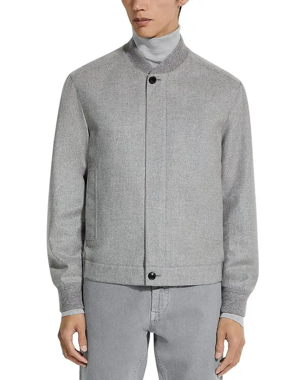 Zegna Oasi Cashmere Elements Bomber Jacket - Grey Mélange