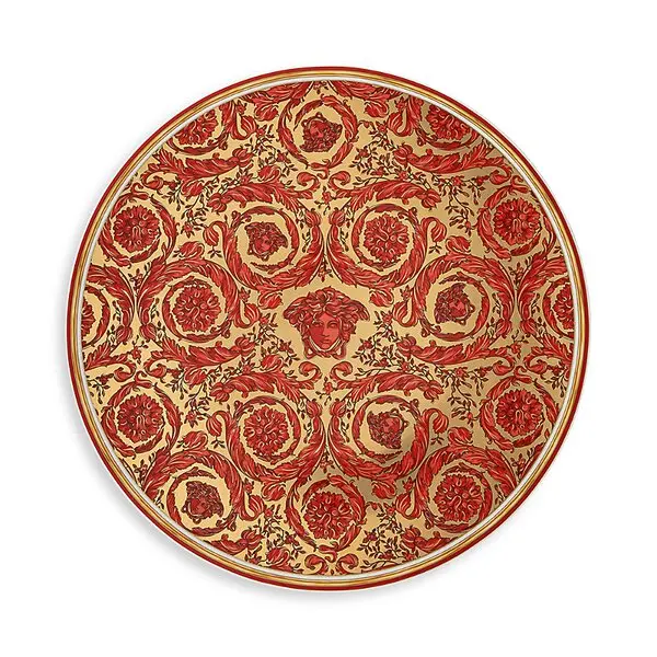 Versace Medusa Garland Christmas Plate - Red/gold