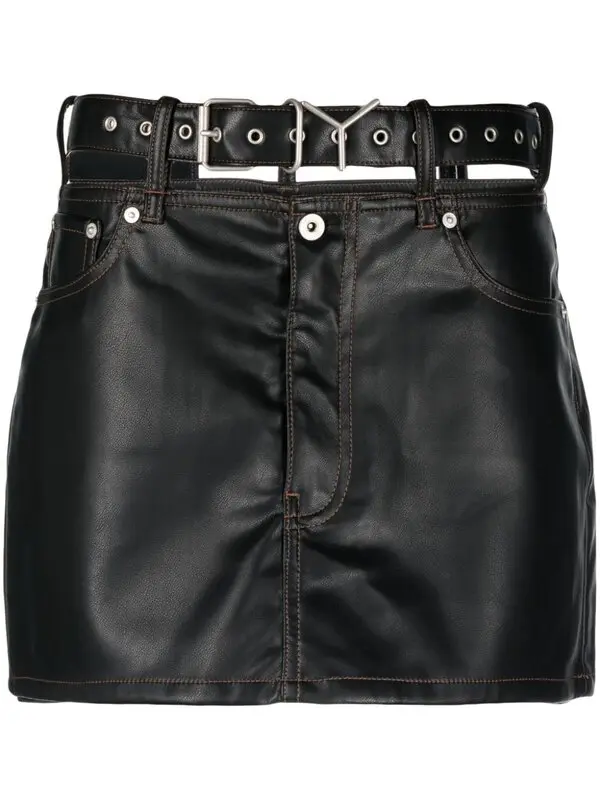 Y/project Y-belt Faux-leather Mini Skirt - Black