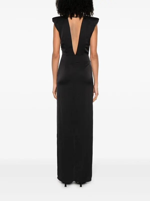 MAISON CLOSE V-neck Satin-weave Gown