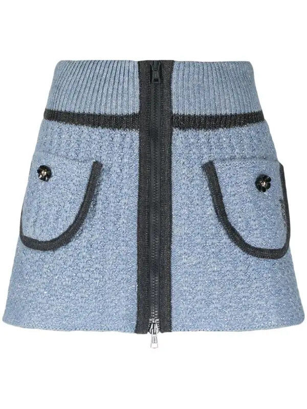 CORMIO Chunky-knit Mini Skirt - Blue