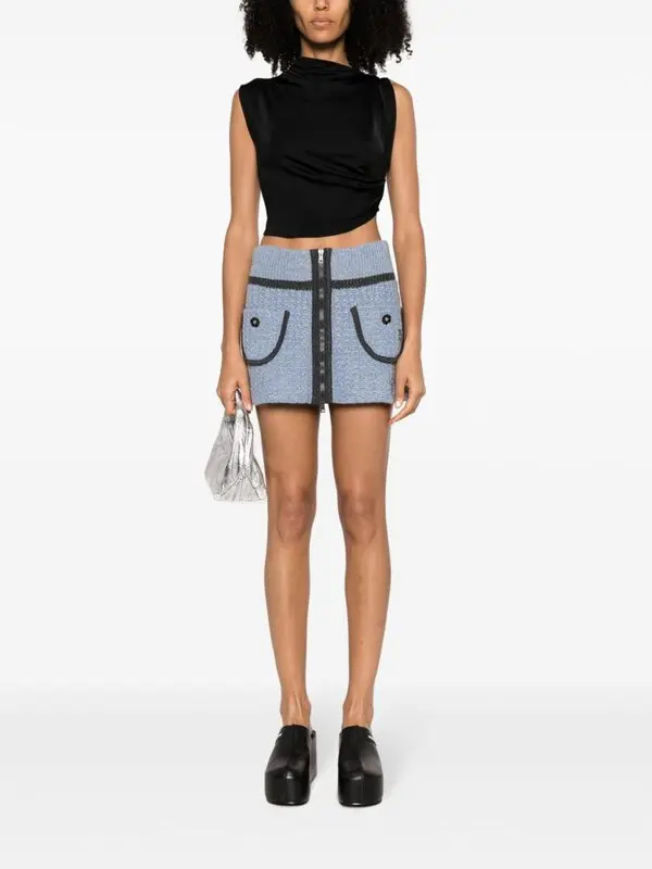 CORMIO Chunky-knit Mini Skirt - Blue