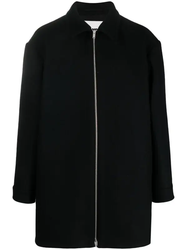JIL SANDER Zip-up Wool Coat - Blue