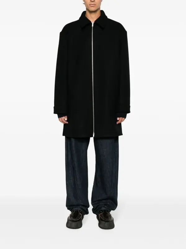 JIL SANDER Zip-up Wool Coat - Blue