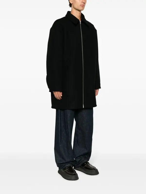 JIL SANDER Zip-up Wool Coat - Blue