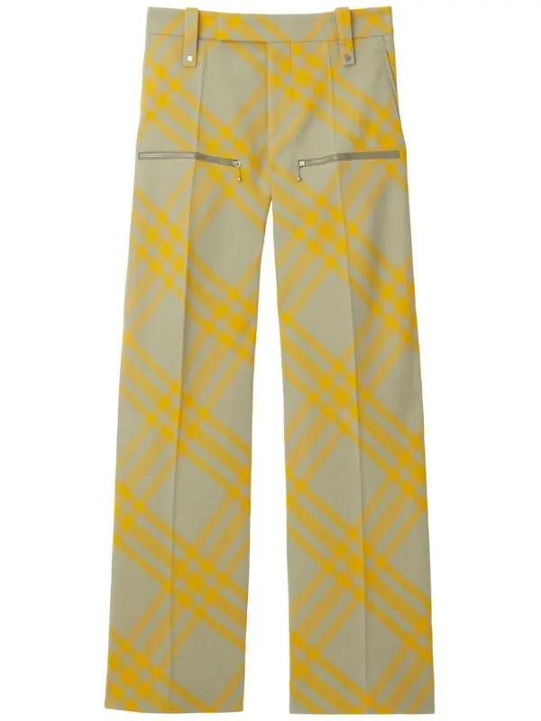 Burberry Checked Straight-leg Trousers - Yellow