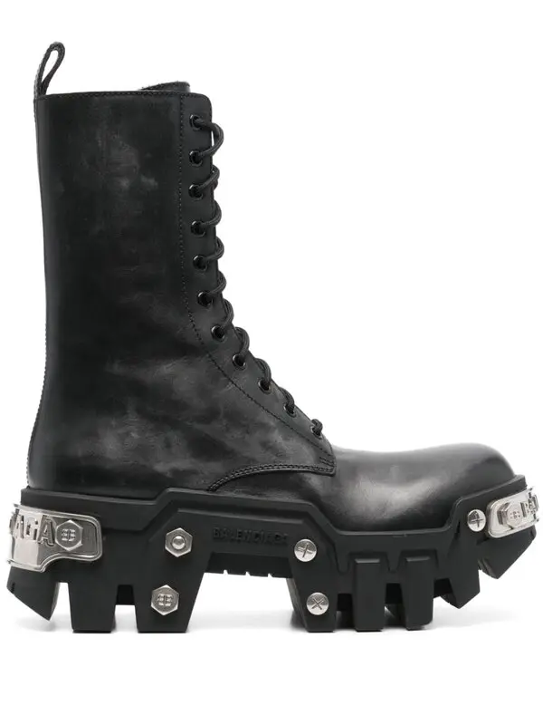 Balenciaga Bulldozer Lace-up Platform Boots - Black
