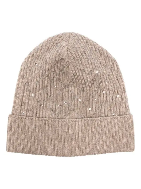 Brunello Cucinelli Ribbed Sequin-embellished Cashmere Beanie