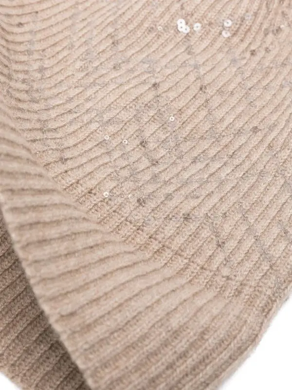 Brunello Cucinelli Ribbed Sequin-embellished Cashmere Beanie