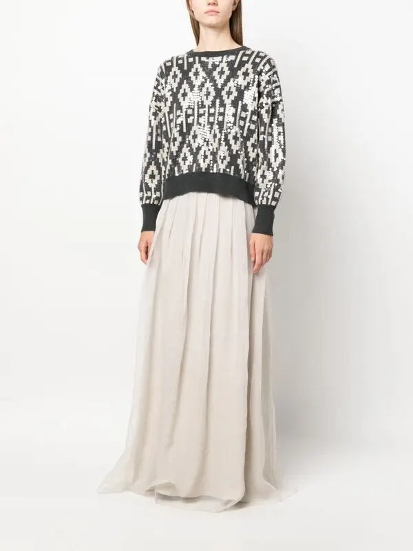 Brunello Cucinelli Sequin-embellished Printed Sweatshirt